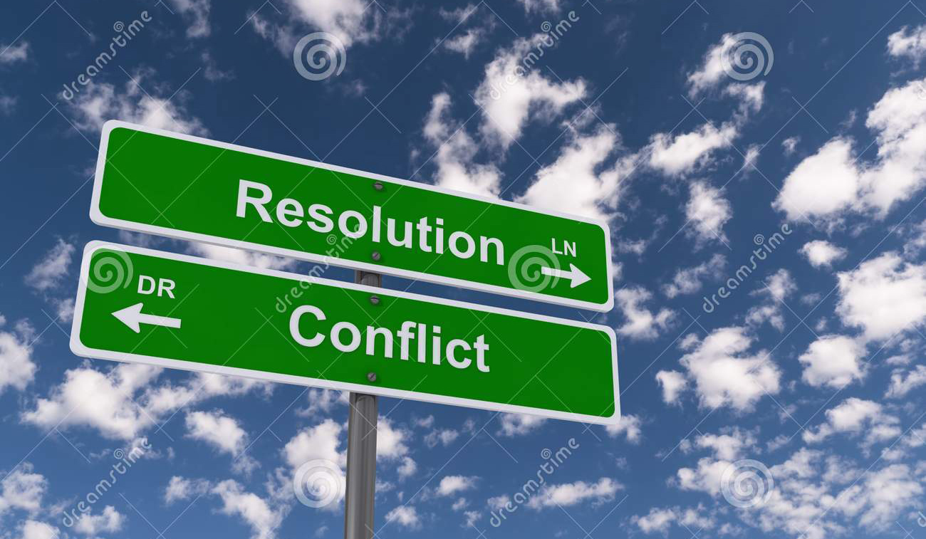 conflict-resolution-signs-written-one-sign-arrow-pointing-to-left-arrow ...