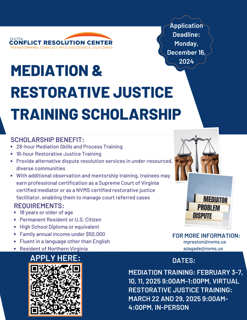Apply for the NVMS Mediation and Restorative Justice Scholarship – NVMS